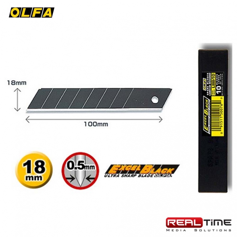 OLFA UltraSharp Black Heavy-Duty Snap-Off Blades-18mm-10Qty( LBB10K) - RT Media Solutions
