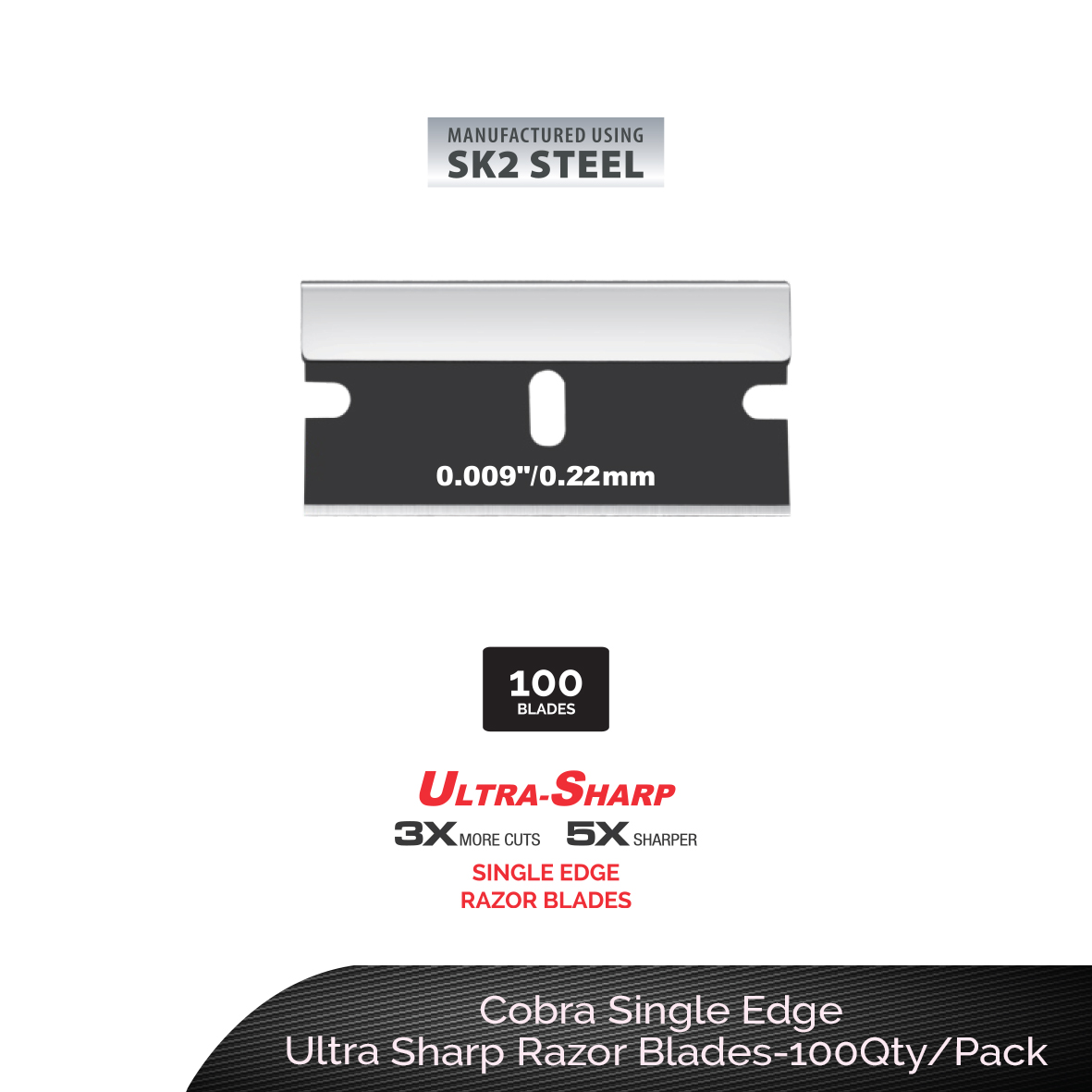 Cobra Single Edge Ultra Sharp Razor Blades-100Qty/Pack - RT Media Solutions