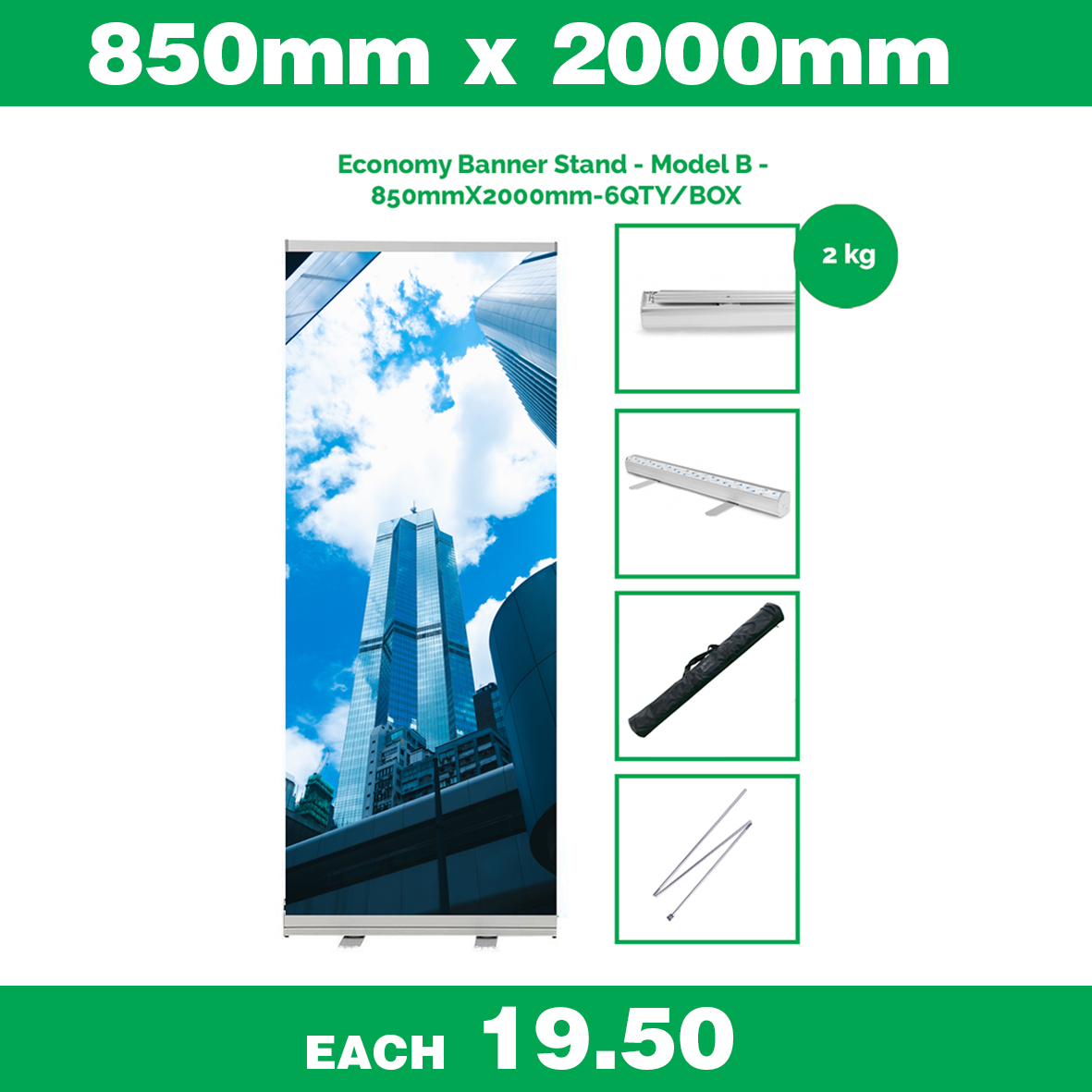 Economy Banner Stand - Model B - 850mmX2000mm-6QTY/BOX - RT Media Solutions